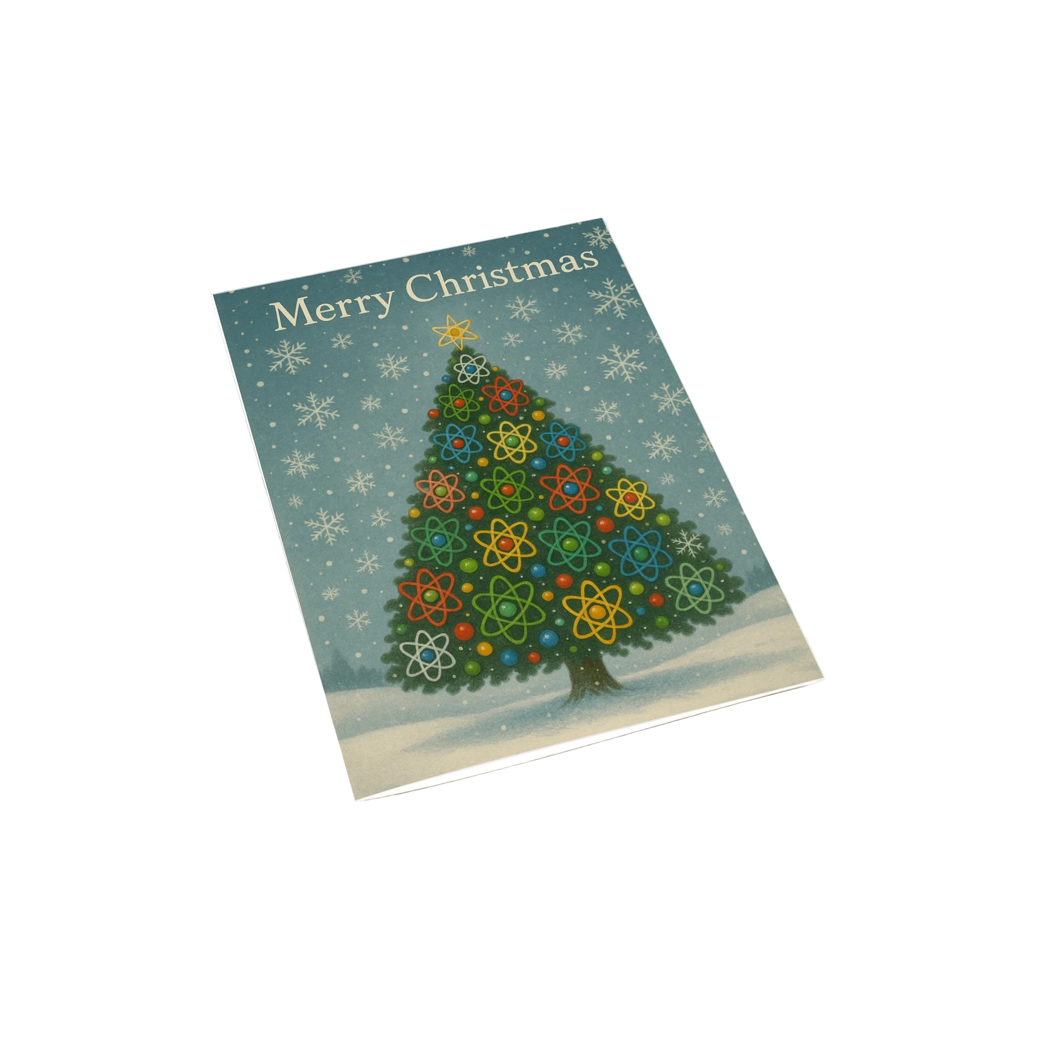 Nuclear Atom Christmas Tree Design – Pack of 10 Premium Greeting Cards ...