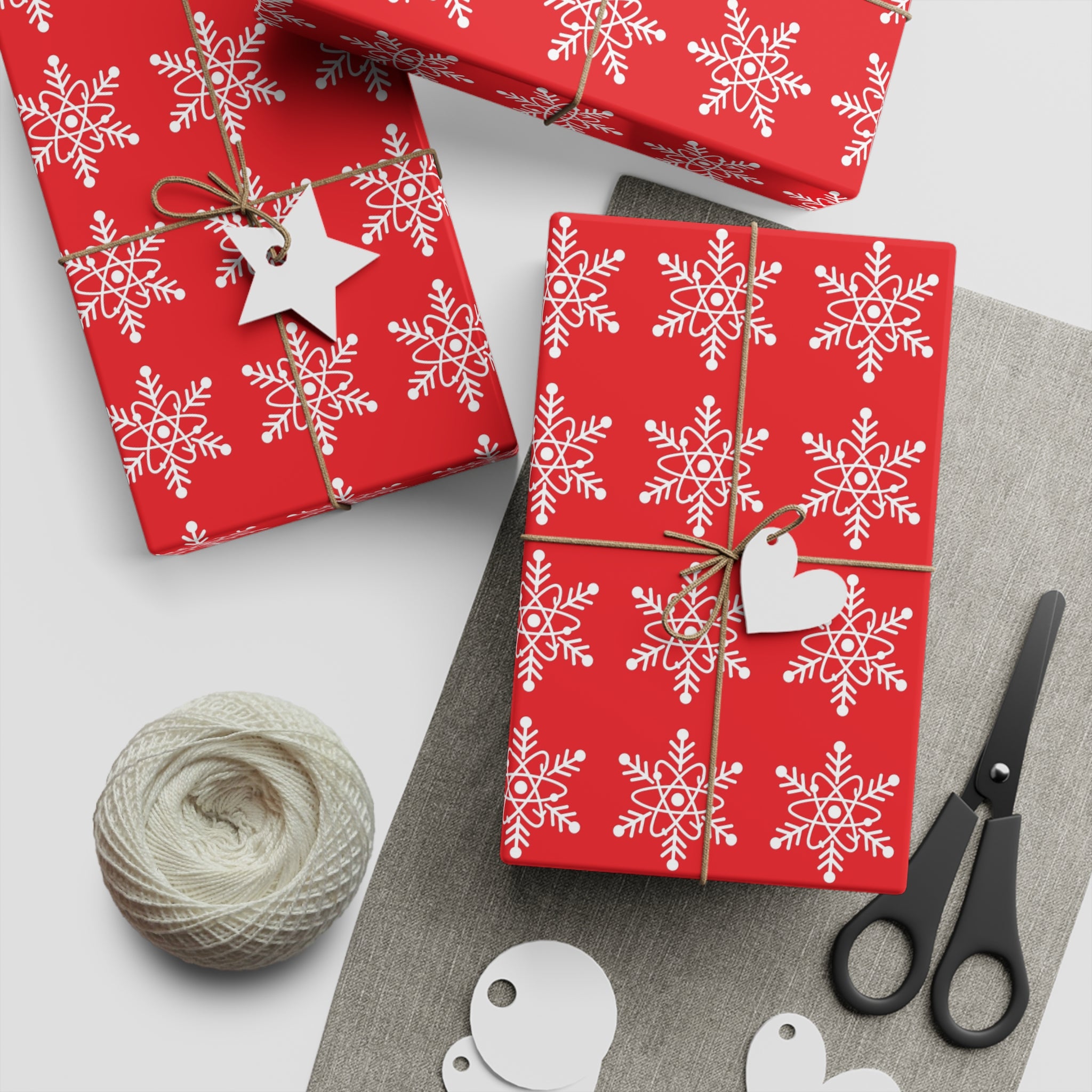 Atomic Snowflake Gift Wrap Sheet - Red Christmas Wrapping Paper – The ...